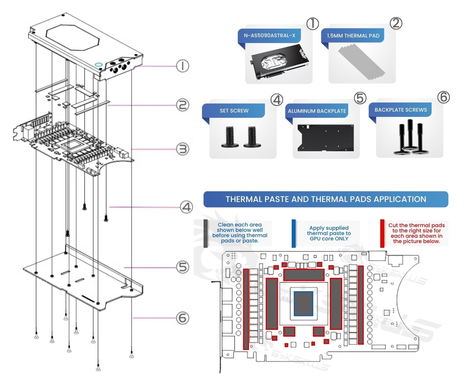 Bykski Armored End Port GPU Waterblock with Backplate for ASUS ROG Ast ...