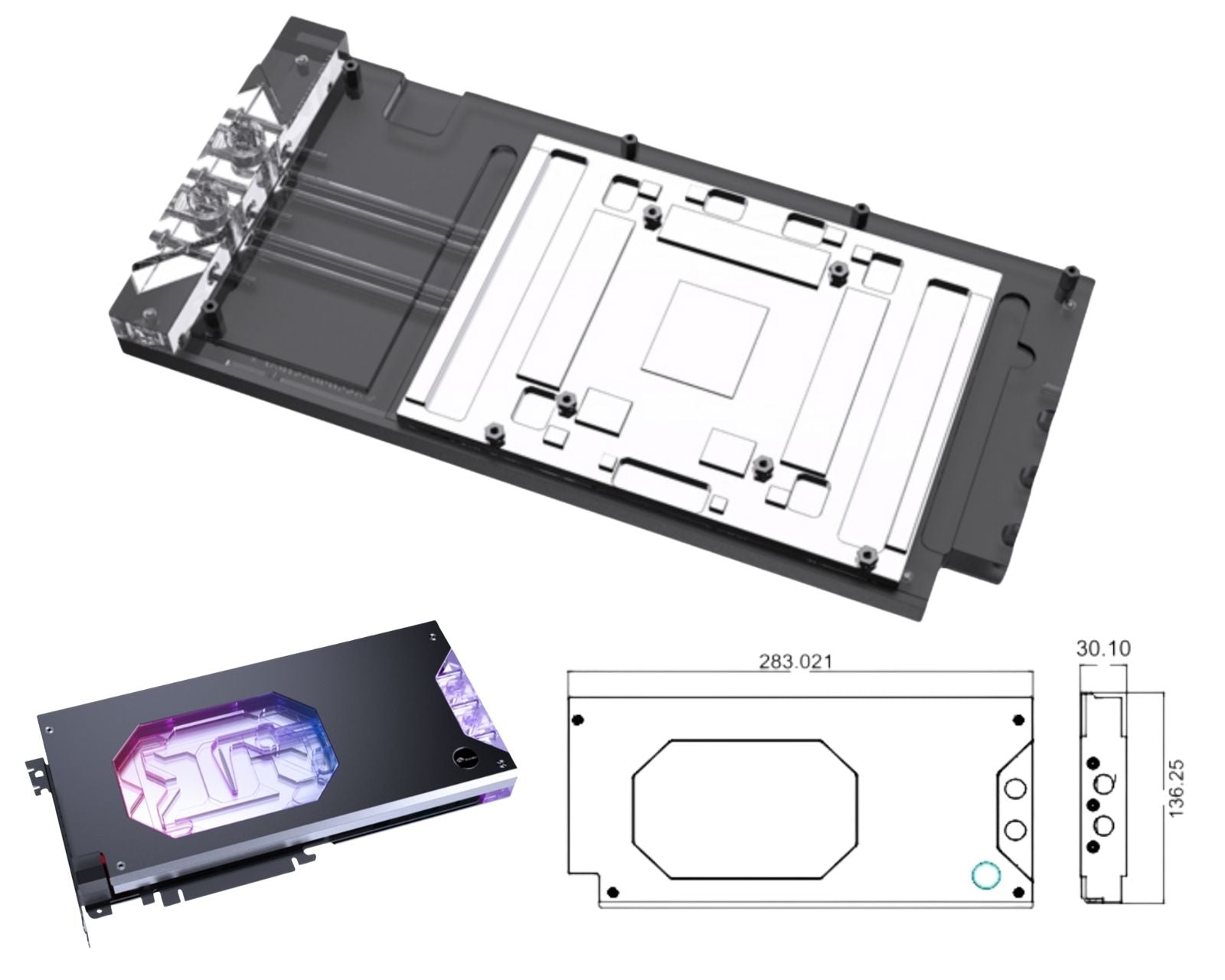 Bykski Armored End Port GPU Waterblock with Backplate for ASUS ROG Ast ...