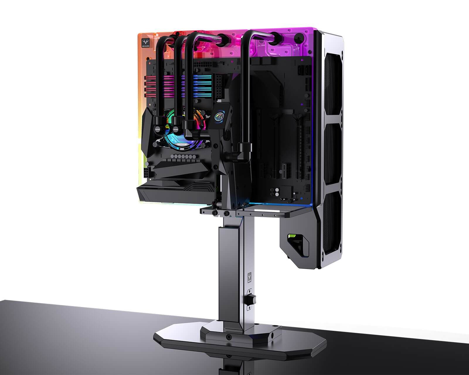 Granzon G10 Liquid Cooling Distro Show Case - Desk Mounted Open-Air De ...